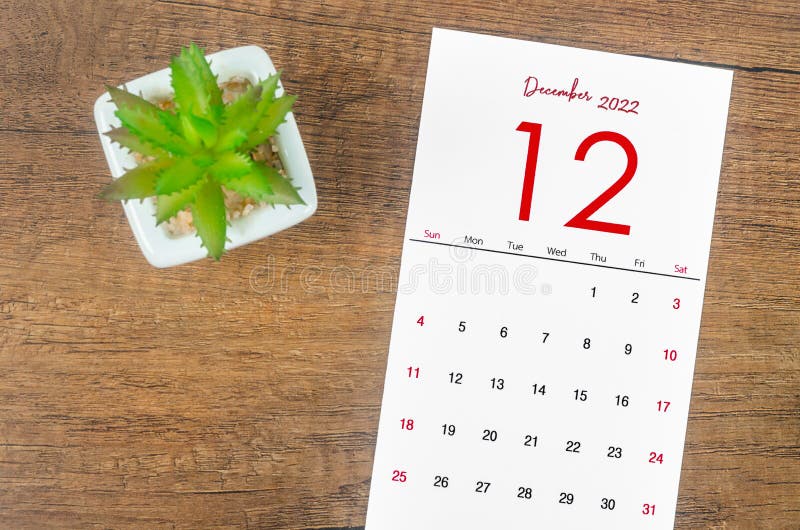 December 2022 Calendar with on Wooden Table Stock Image - Image of ...