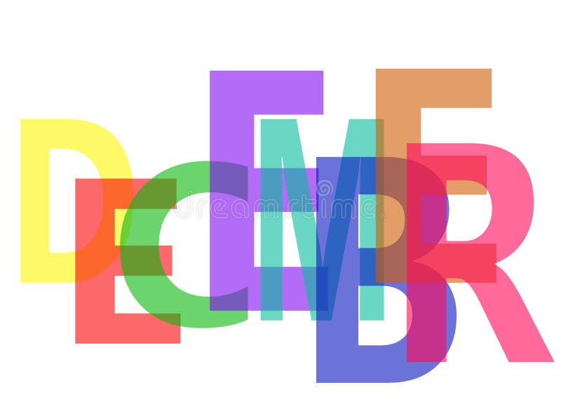 DECEMBER Colorful Overlapping Letters Vector Banner Stock Illustration ...