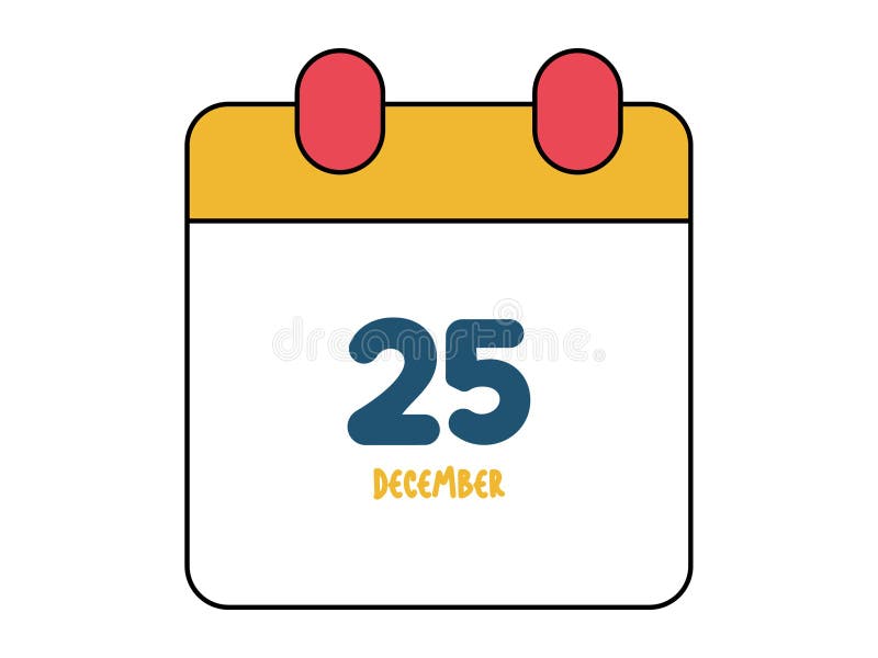 December 25 Date Calendar Flat Design Stock Vector - Illustration of ...