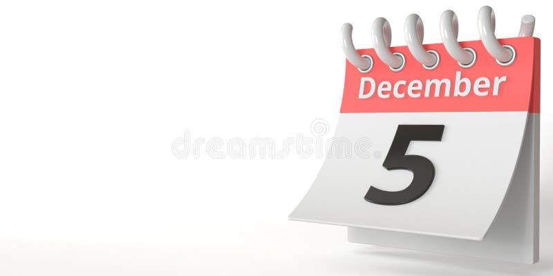 December 5 Date on a Tear-off Calendar, 3d Rendering Stock Illustration ...