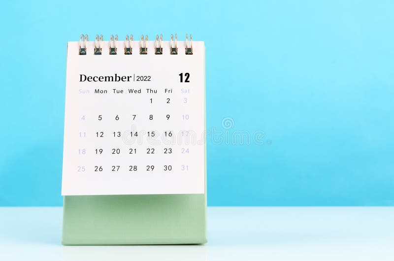 December 2022 Desk Calendar on Blue Background Stock Photo - Image of ...