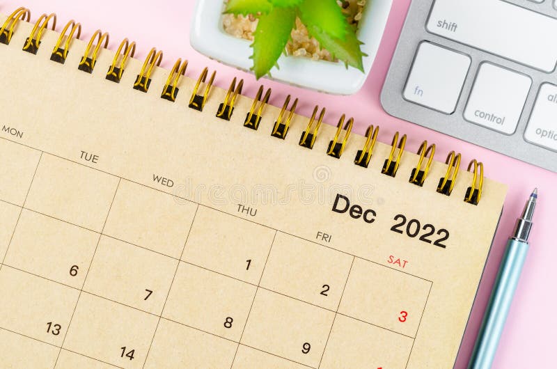 December 2022 Desk Calendar with Keyboard Computer Stock Image - Image ...