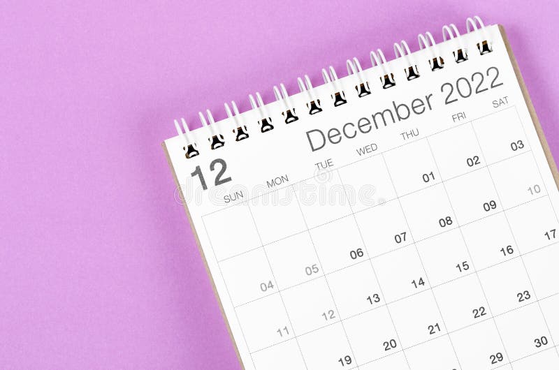 December 2022 Desk Calendar on Light Purple Background Stock Image ...