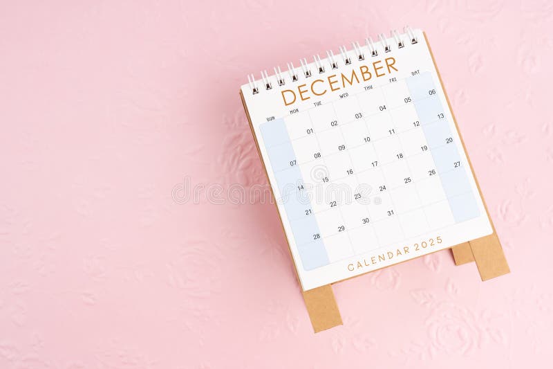 December 2025 Desk Calendar Pink Paper Flower Pattern Background Stock ...