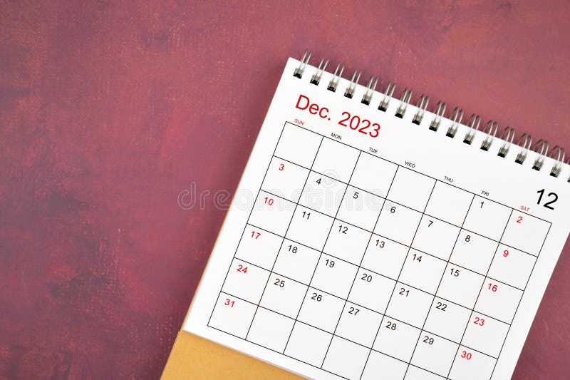 December 2023 Calendar with Ornament Icon Isolated on Blue Background ...