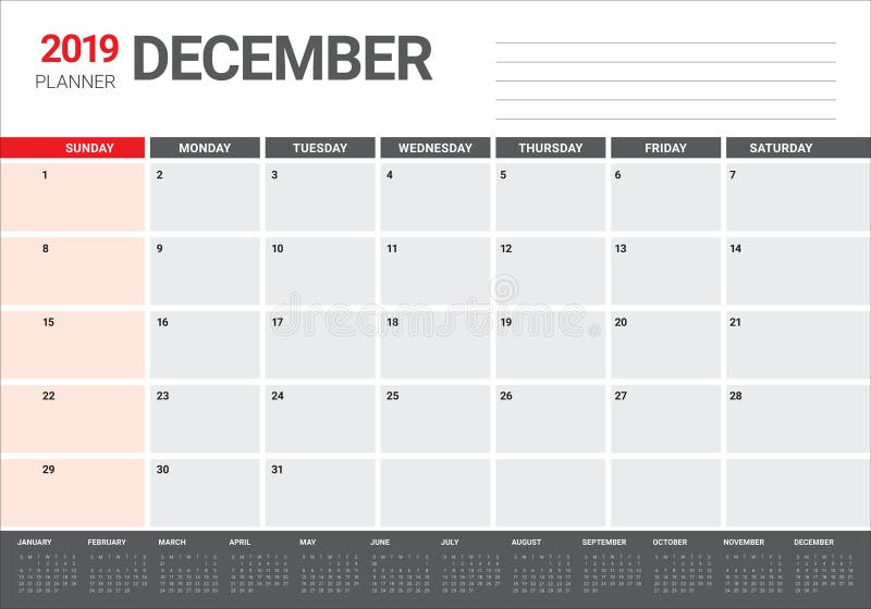 December 2019 Desk Calendar Vector Illustration Stock Vector ...