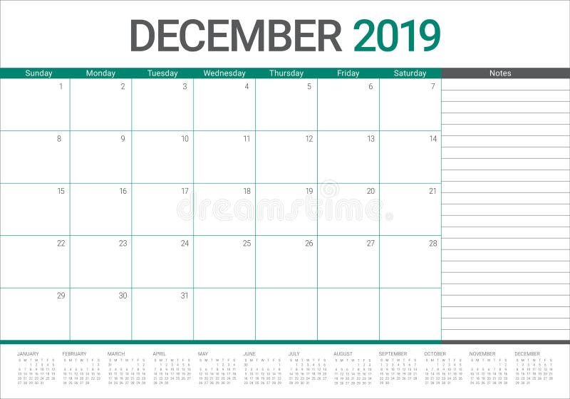 December 2019 Desk Calendar Vector Illustration Stock Vector ...