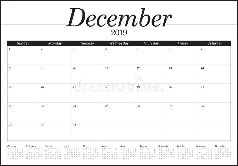 December 2019 Desk Calendar Vector Illustration Stock Vector ...