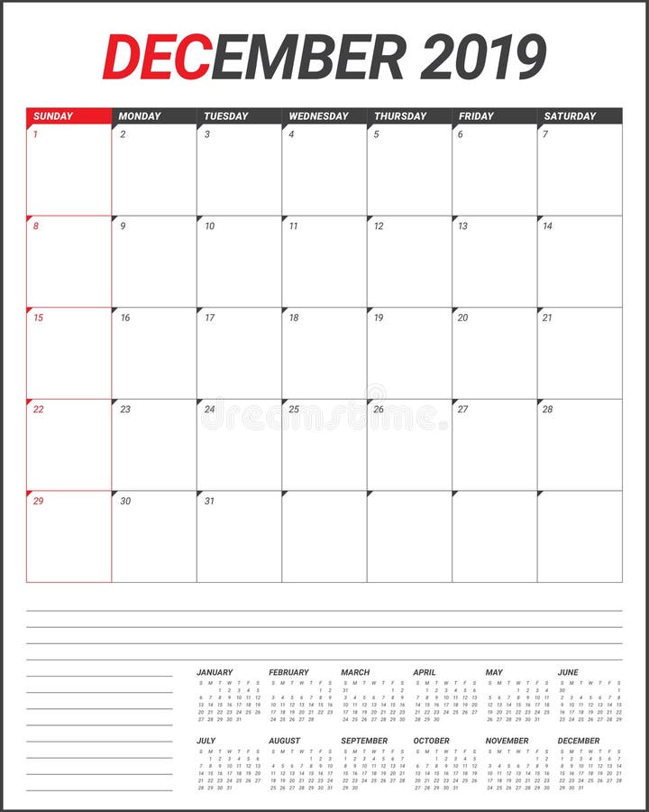 December 2019 Desk Calendar Vector Illustration Stock Vector ...