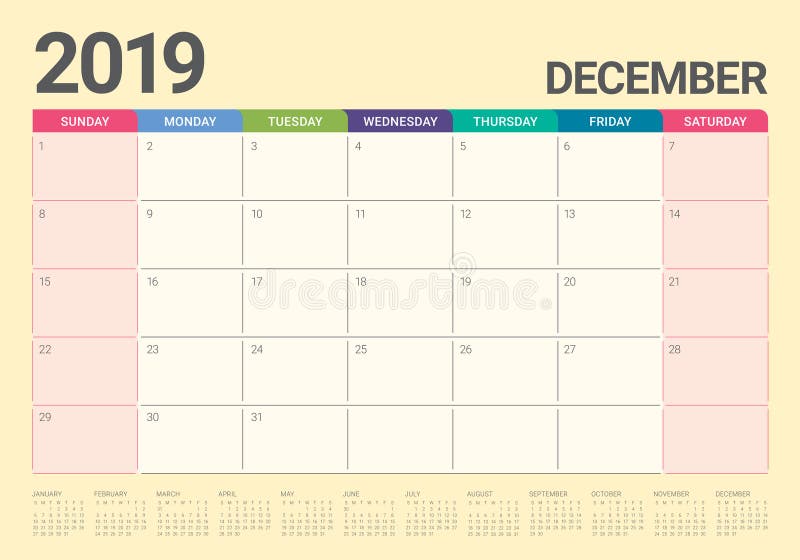 December 2019 Desk Calendar Vector Illustration Stock Vector ...