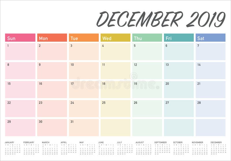 December 2019 Desk Calendar Vector Illustration Stock Vector ...