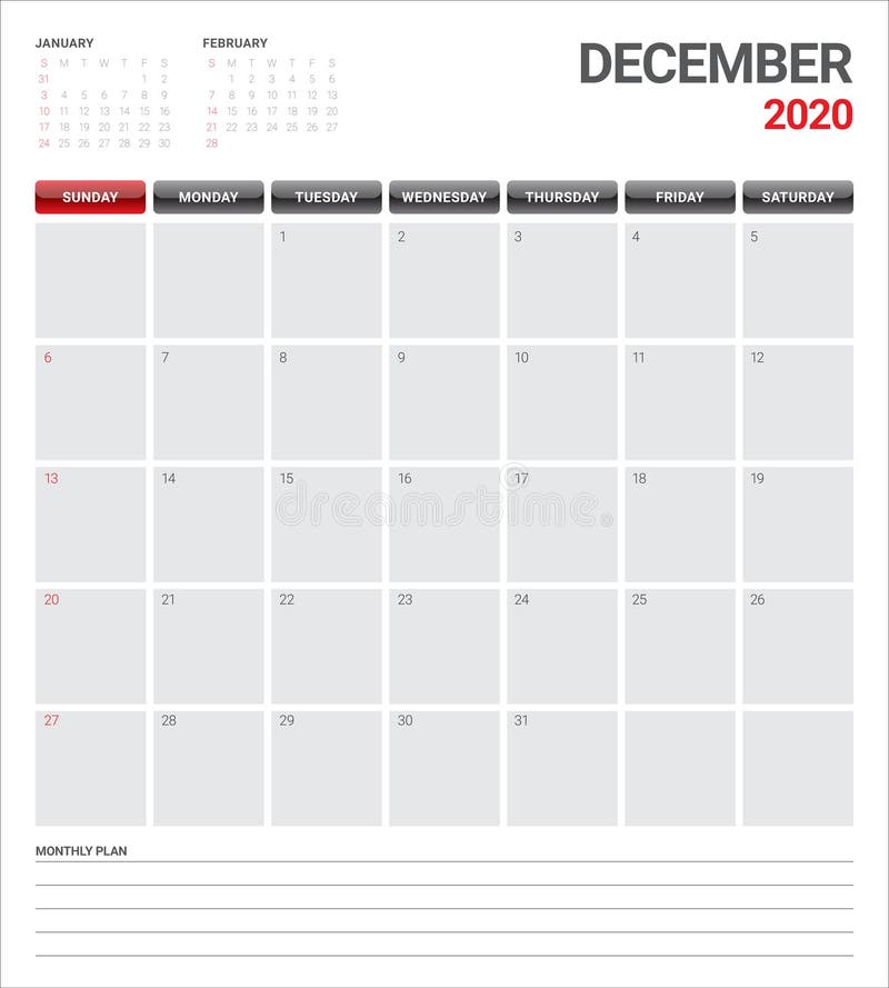 December 2020 Desk Calendar Vector Illustration Stock Vector ...