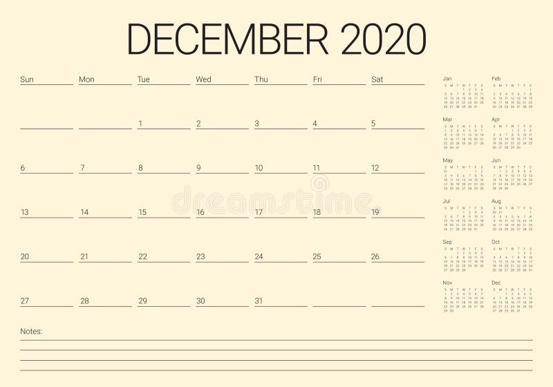 December 2020 Desk Calendar Vector Illustration Stock Vector ...