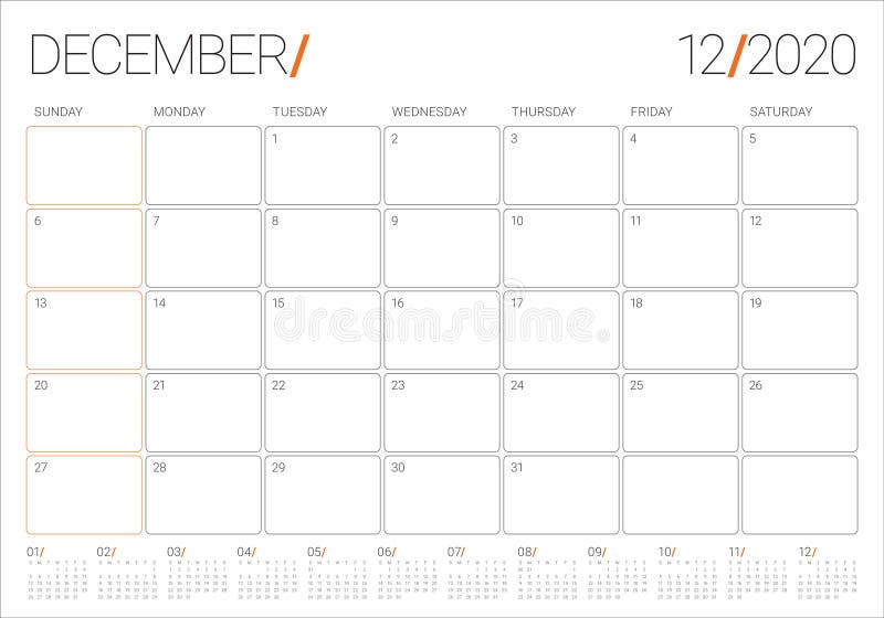 December 2020 Desk Calendar Vector Illustration Stock Vector ...