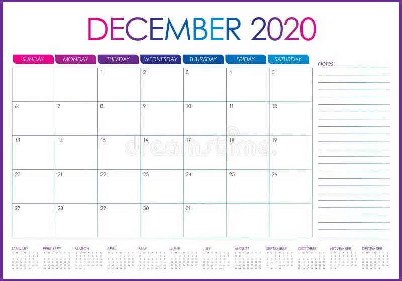 December 2020 Desk Calendar Vector Illustration Stock Vector ...