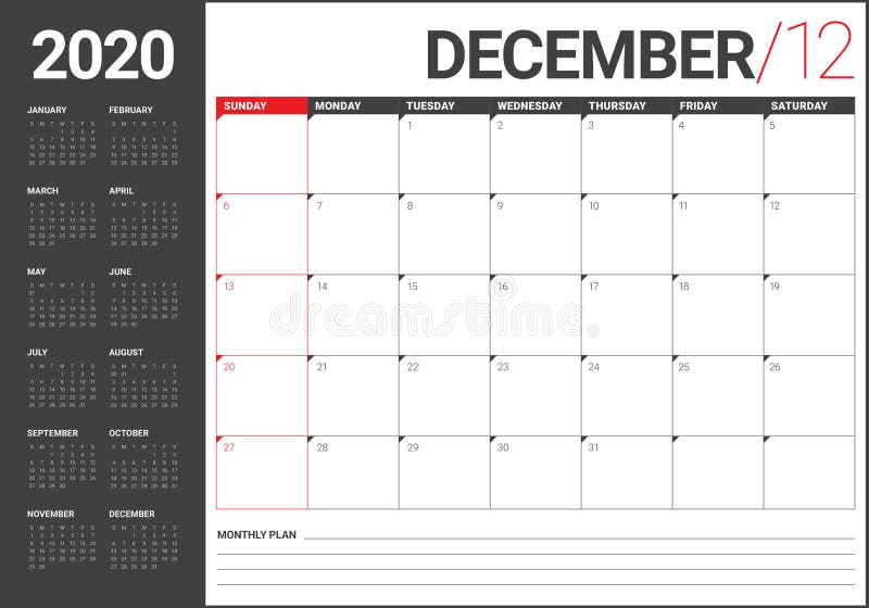 December 2020 Desk Calendar Vector Illustration Stock Vector ...