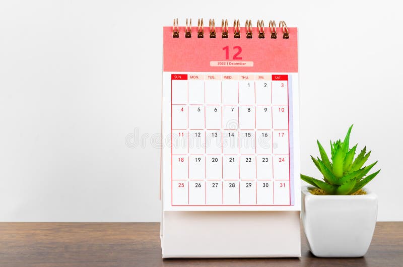 The December 2022 Desk Calendar on Wooden Background Stock Image ...