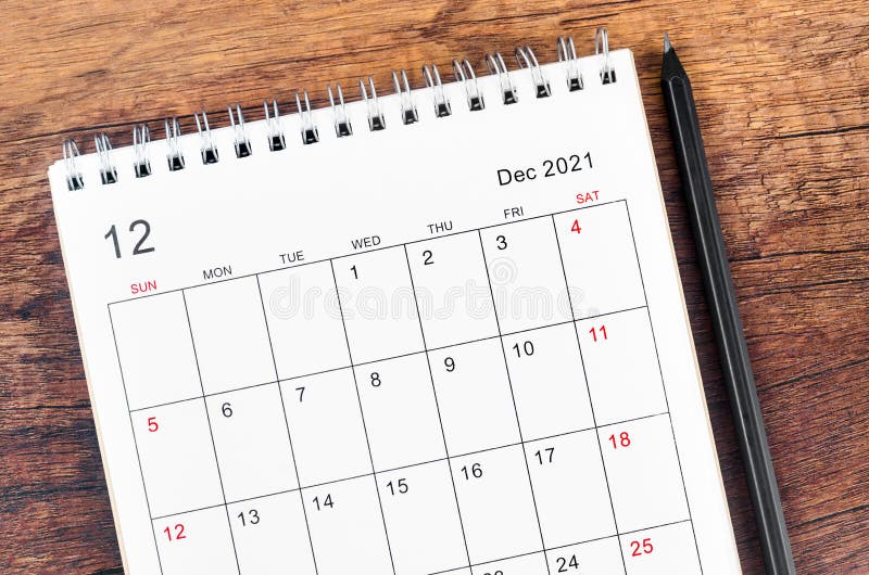 December 2021 Desk Calendar with Wooden Pencil Stock Photo - Image of ...