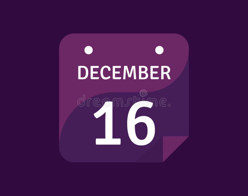 16 December, December 16 Icon Single Day Calendar Vector Illustration ...