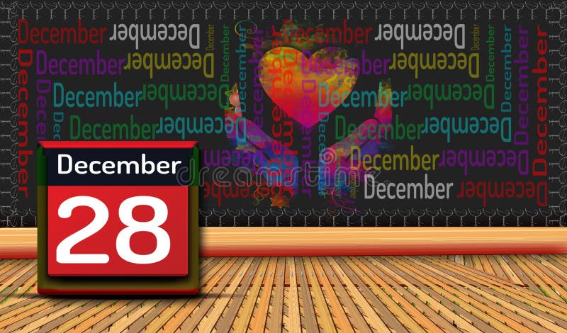 December 28. Image of December, Calendar on Background with Empty Space ...