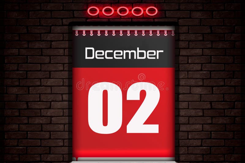 December 02. Image of December, Calendar on Bricks Background with ...