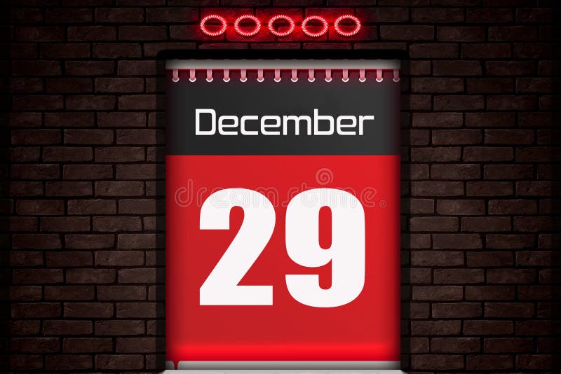 December 29. Image of December, Calendar on Bricks Background with ...