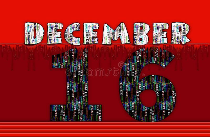 December 16 . Image of December, Calendar on Red Background with Empty ...
