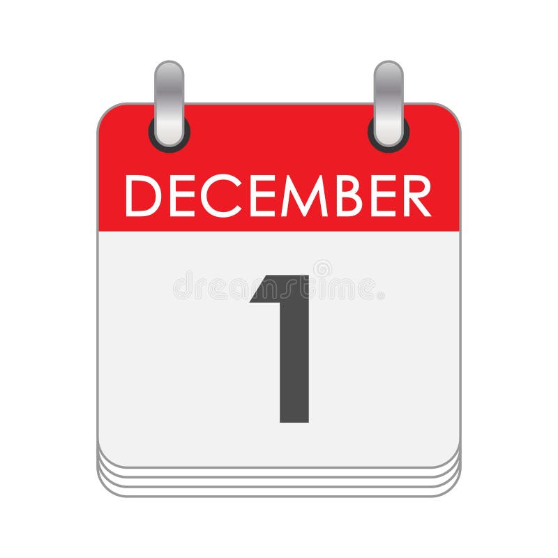 December 1. a Leaf of the Flip Calendar with the Date of December 1 ...