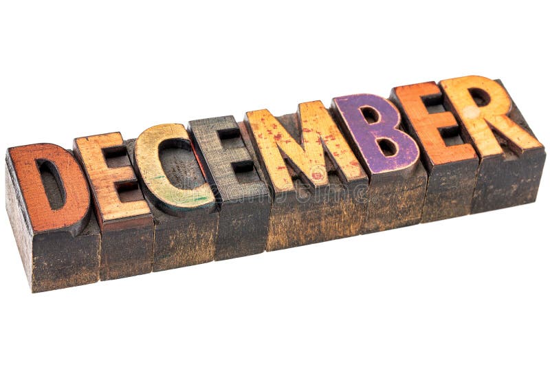December-maand in Letterzetsel Houten Type Stock Afbeelding - Image of ...