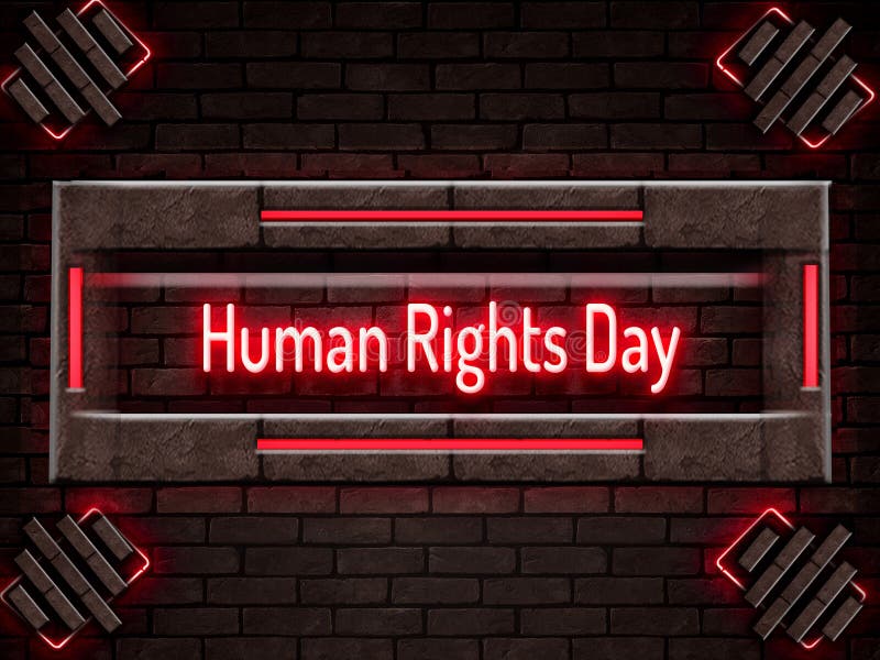 December Month , Human Rights Day, Neon Text Effect on Bricks ...