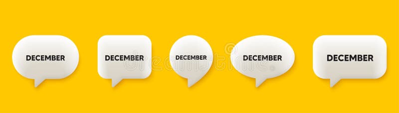 December Month Icon. Event Schedule Dec Date. 3d Speech Chat Bubbles ...