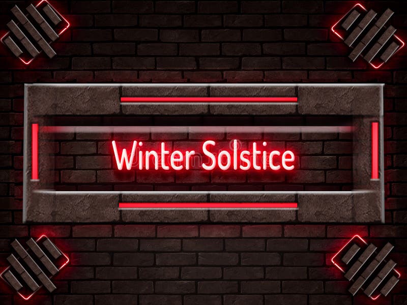 December Month , Winter Solstice, Neon Text Effect on Bricks Background ...