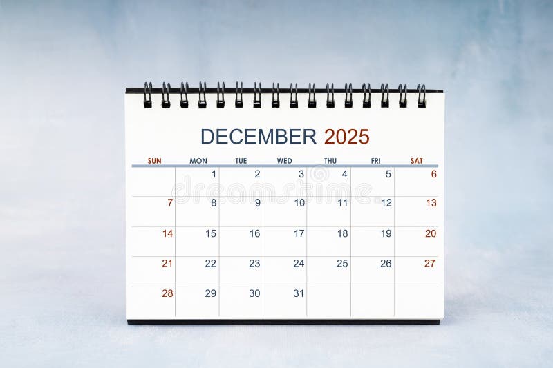 December 2025 Monthly Calendar on Vintage Wall, Front View Stock Photo ...