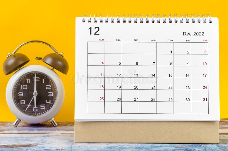 The December 2022 Monthly Desk Calendar for 2022 Year and Alarm Clock ...