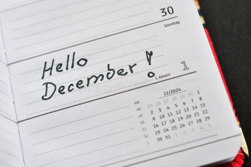 December 1. Page in Calendar with Hello December Write Stock Photo ...