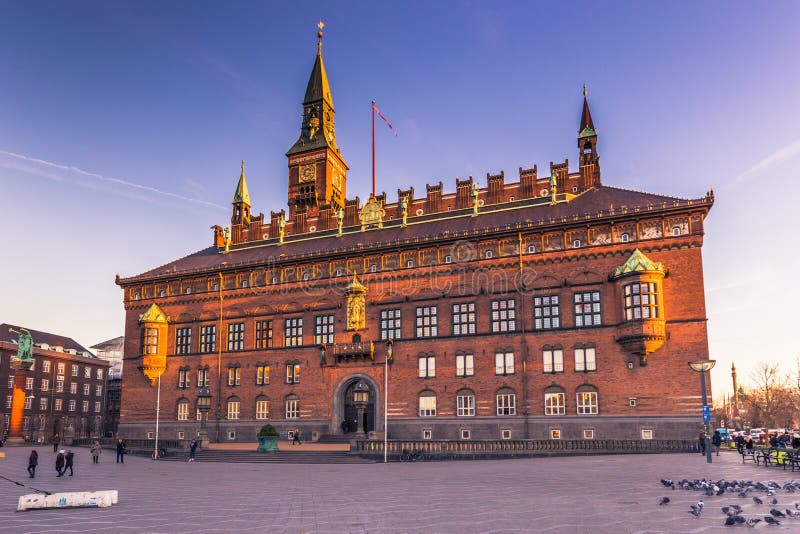 December 02, 2016: Panorama of the City Hall of Copenhagen, Denmark ...