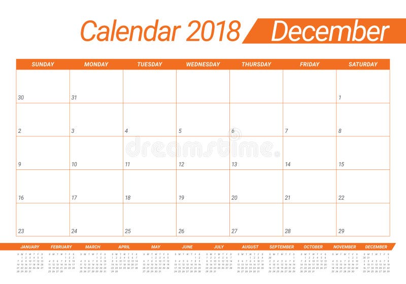 December 2018 Planner Calendar Vector Illustration Stock Vector ...