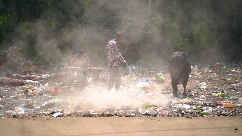 December, 2022, Raipur, India: Two Workers Cleaning Garbages in Dumping ...