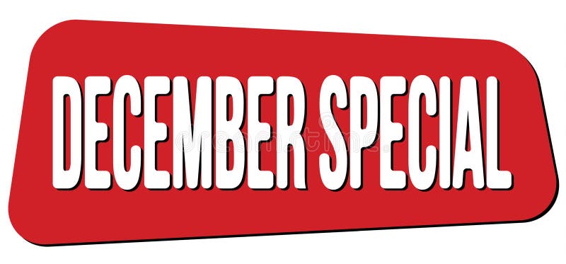 DECEMBER SPECIAL Text on Red Trapeze Stamp Sign Stock Illustration ...