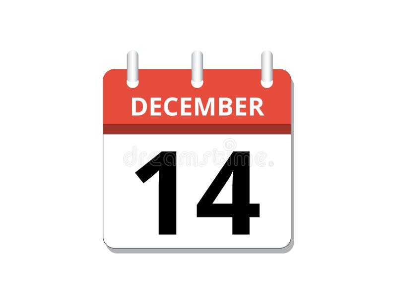 December, 14th Calendar Icon Vector, Concept of Schedule, Business and ...
