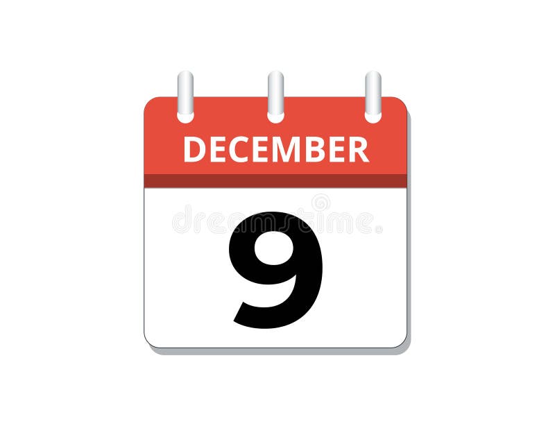 December, 9th Calendar Icon Vector, Concept of Schedule, Business and ...