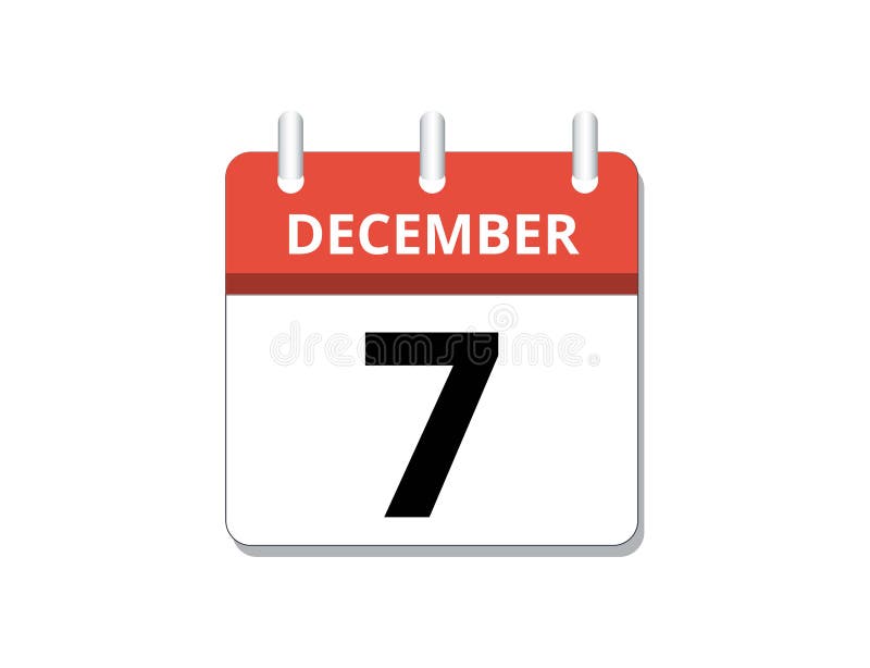 December, 7th Calendar Icon Vector, Concept of Schedule, Business and ...