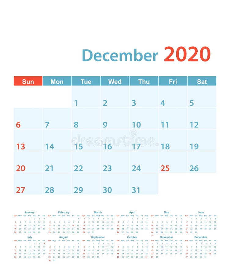 December 2020 Wall Style Calendar Stock Vector - Illustration of ...