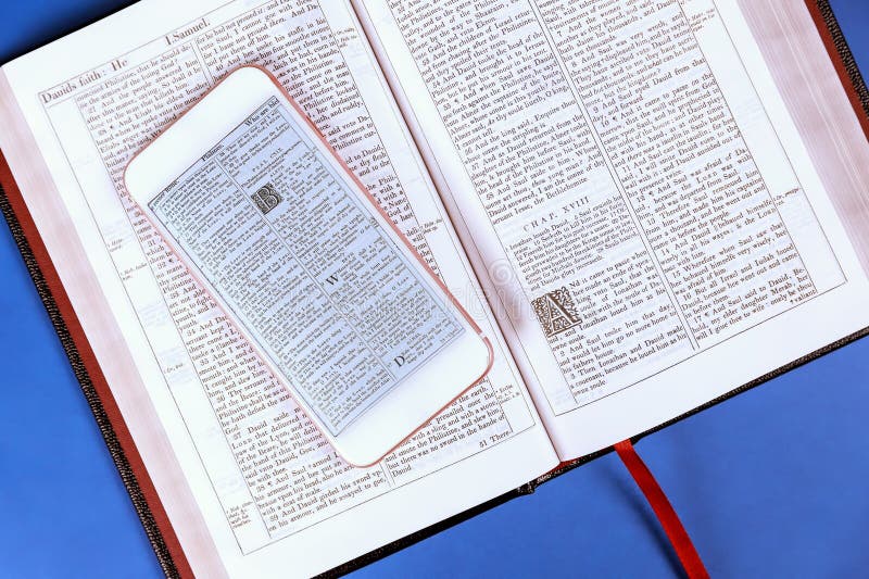 Bible Study with a Smartphone Stock Photo - Image of word, smartphone ...