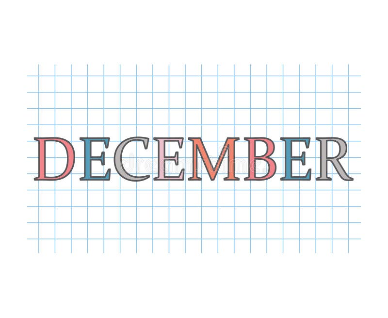 December Word. December Concept Text with Decorations, Christmas Hat ...