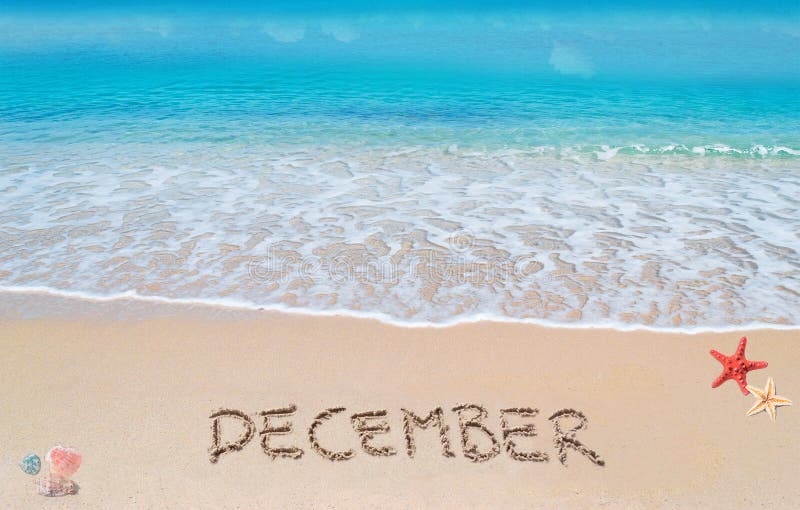 December Written in the Sand Stock Photo - Image of concept, beauty ...