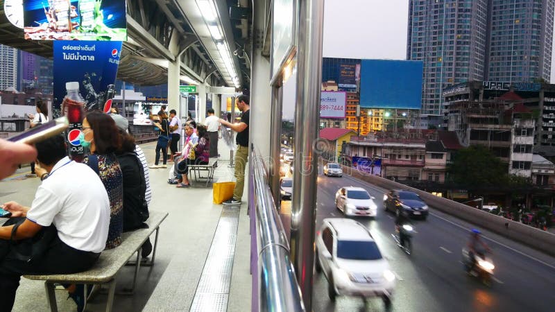 View on the Skytrain Platform Full with Crowded of Passenger Waiting ...