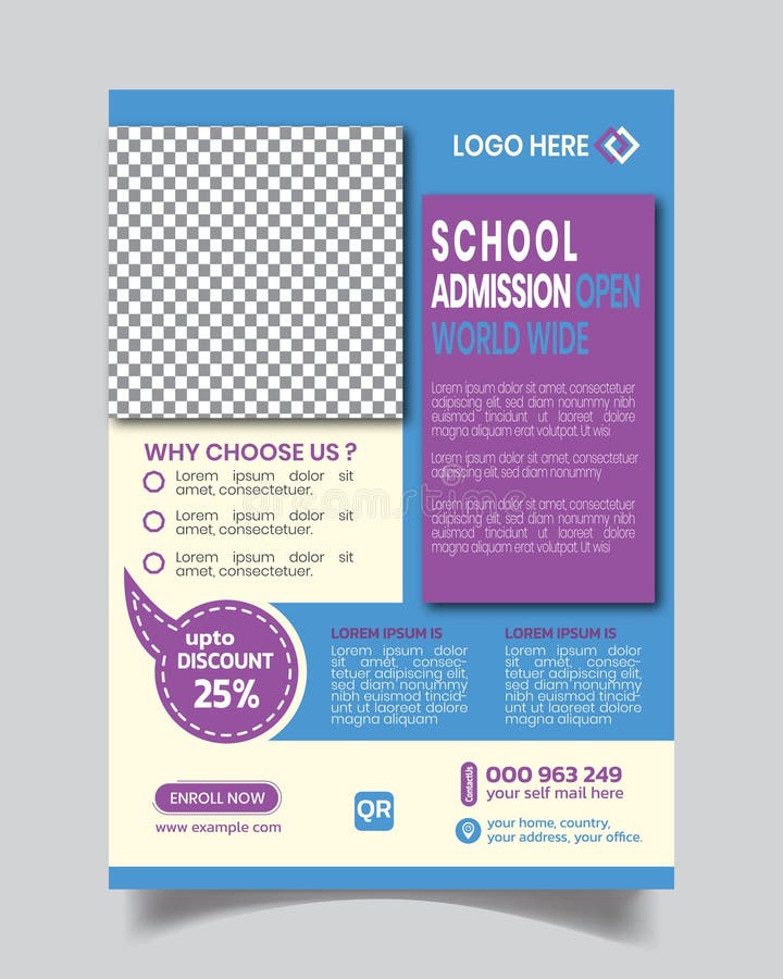 Decent School Admission Flyer Template Layout Stock Vector ...