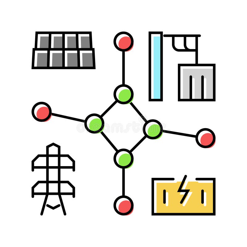 Decentralized Energy Color Icon Vector Illustration Stock Illustration ...