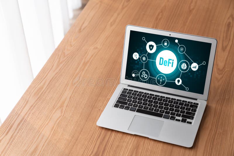 Decentralized Finance or DeFi Concept on Modish Computer Screen Stock ...